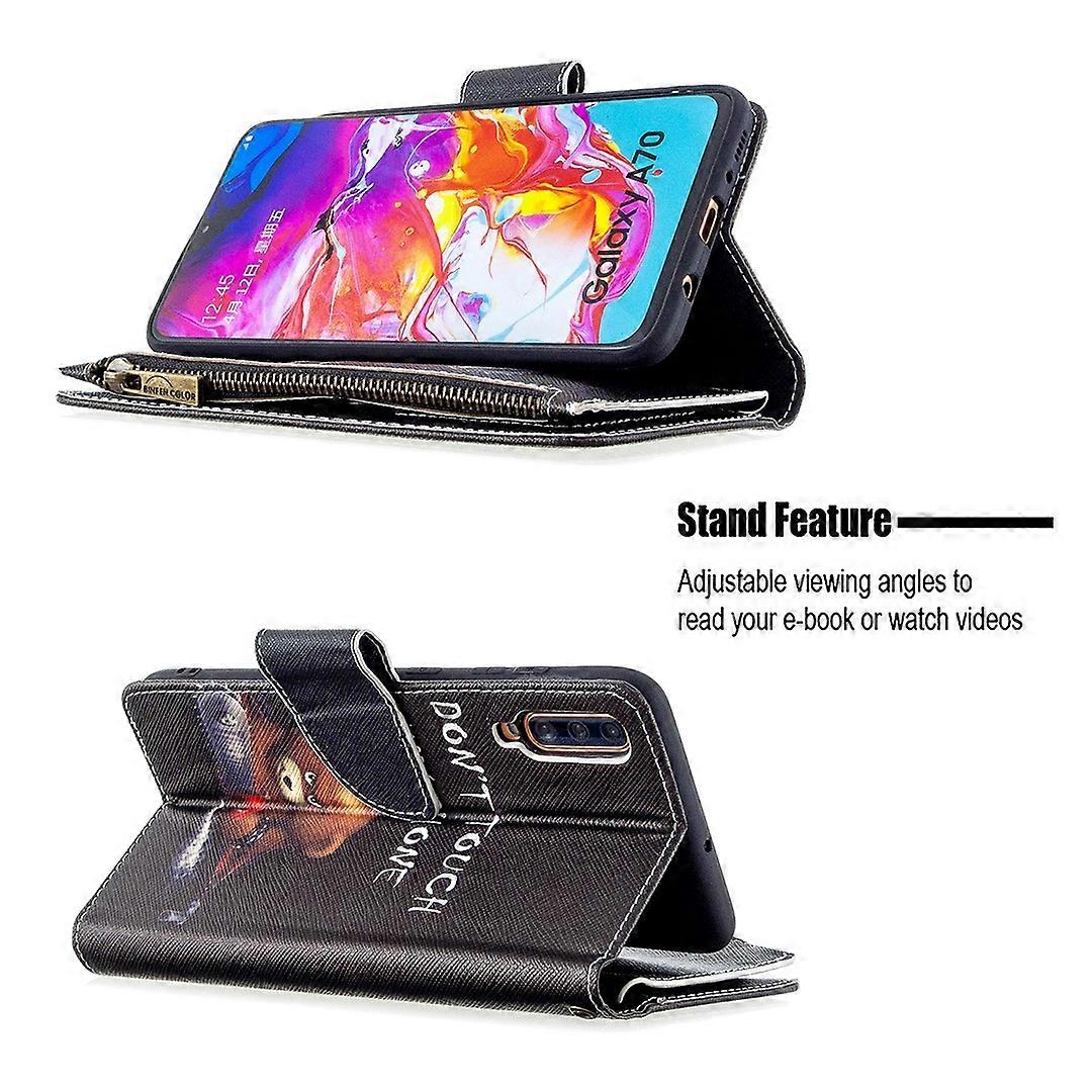 For Samsung Galaxy A70 Colored Drawing Pattern Zipper Horizontal Flip ...
