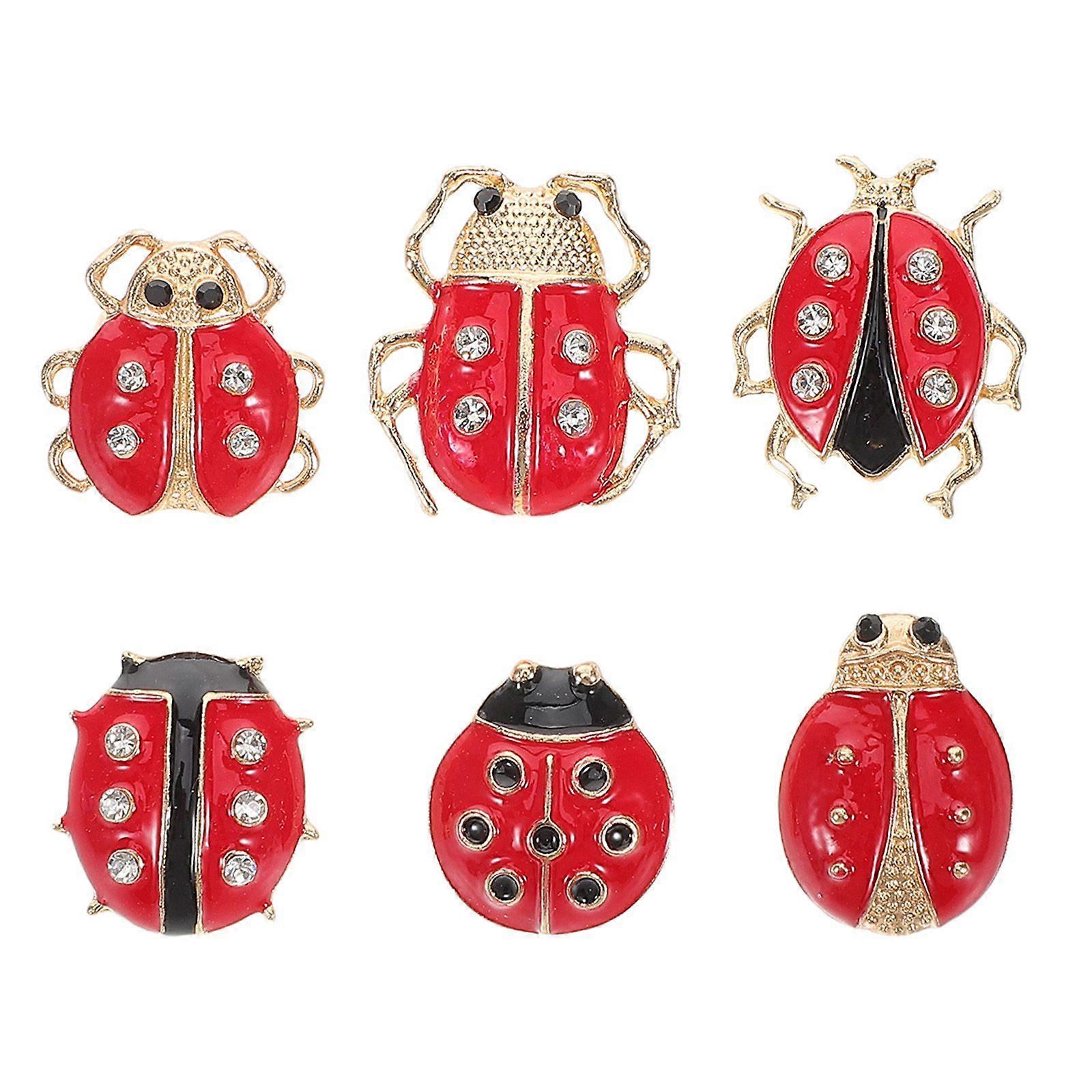 6 Pcs Cute Ladybug Enamel Pins Cute Insect Pins Lapel Badges Cartoon ...