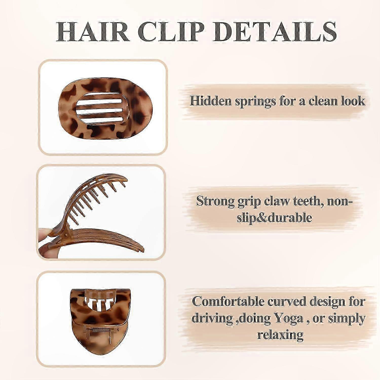 4 Pack Curved Hair Clips, Comfortable Claw Barrettes for Women and ...