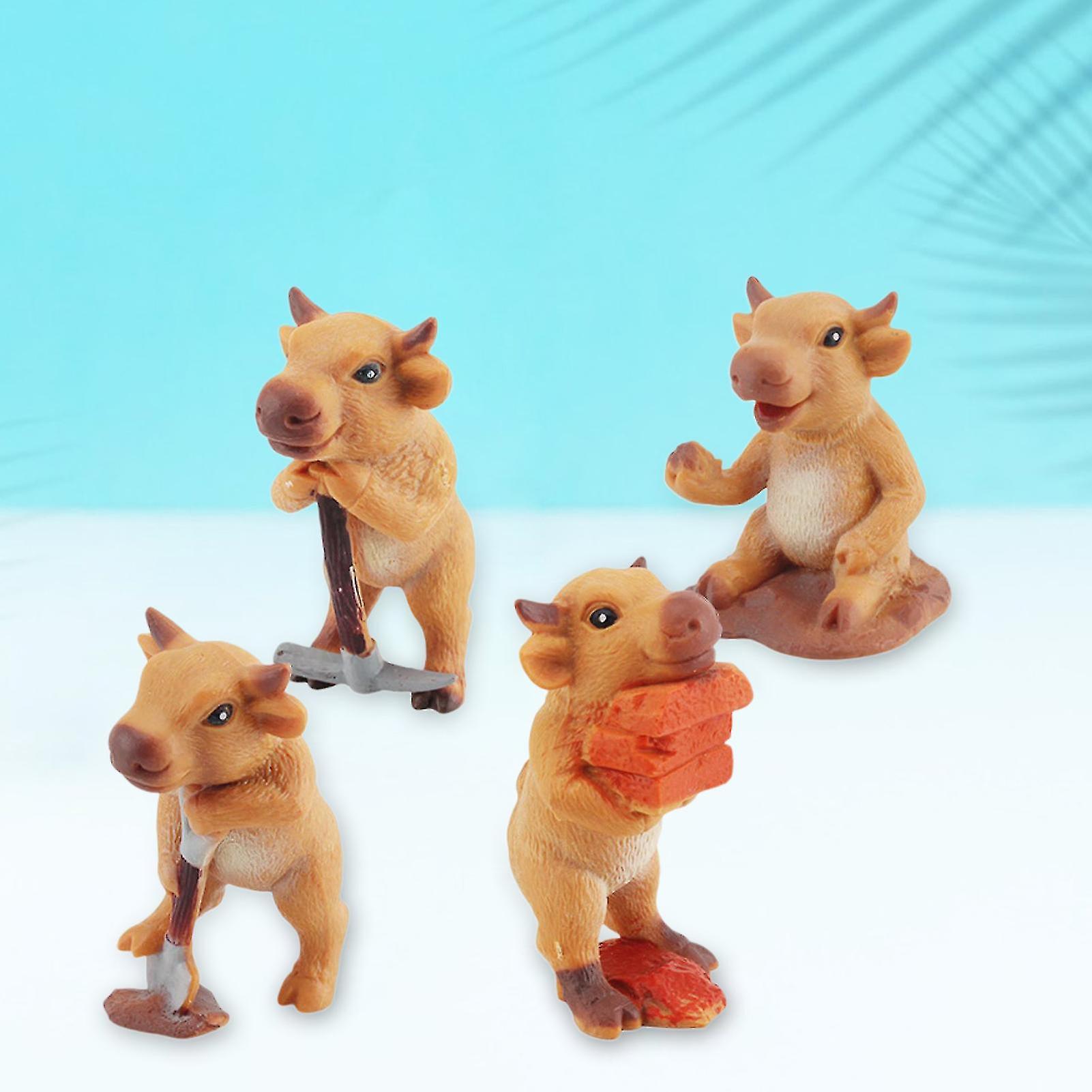 4pcs Cattle Models Moving Bricks Shoveling Soil Digging Cement ...