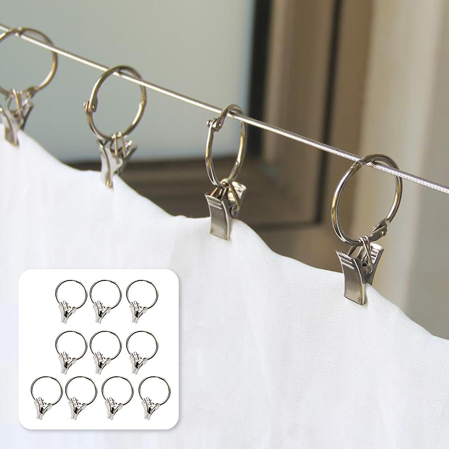 10Pcs Curtain Hook Openable Ring Rust-resistant with Clip Suspension ...
