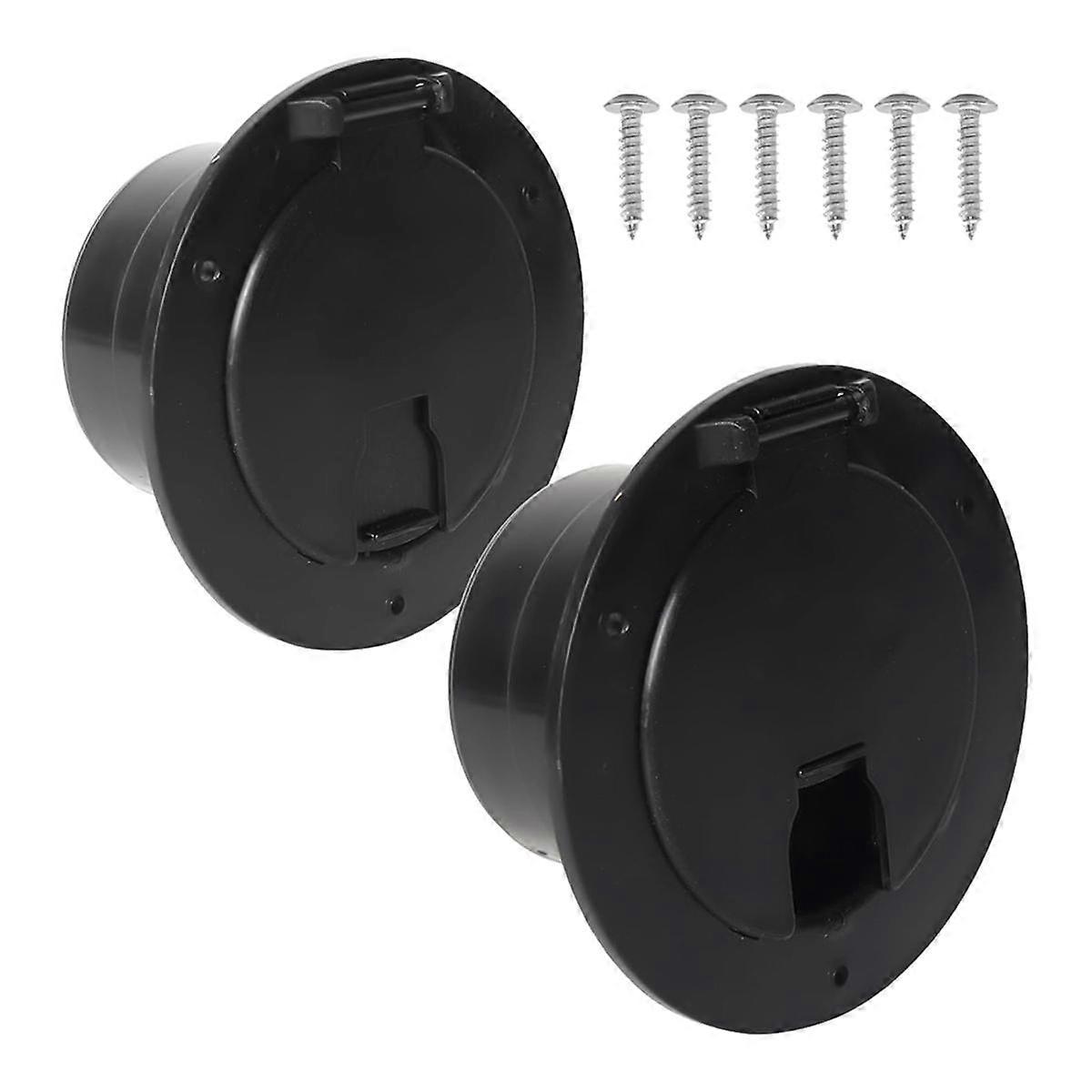 2-Pack, Black RV Hatch Covers Round Electric Cable Hatch for RV Trailer ...