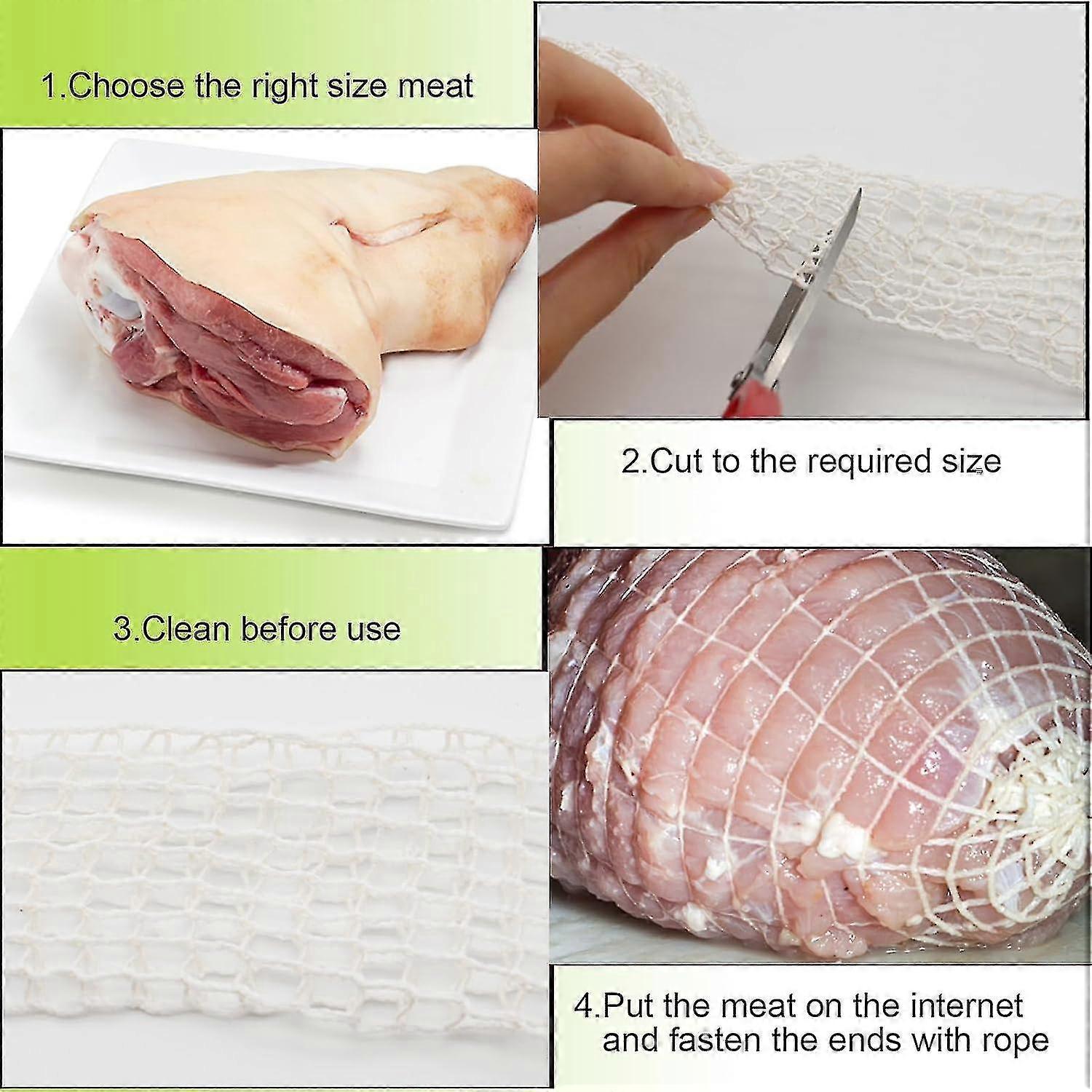 3 Rolls Meat Roasting Net,elastic Smoked Meat Poultry Ham Netting Meat ...