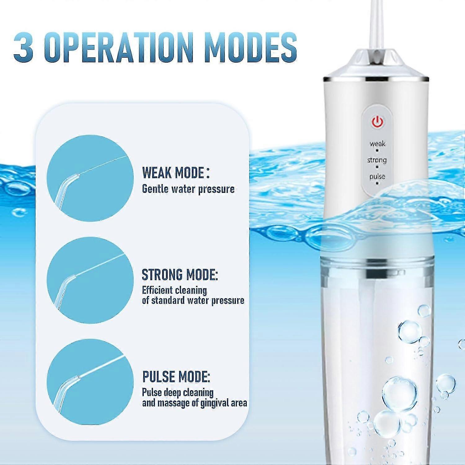 Electric Water Flosser Cordless for Teeth 3 Modes 4 Jet Tips Cleaning ...