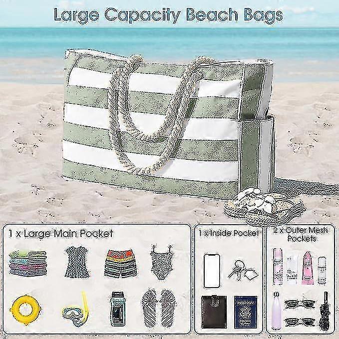 Beach Bag, Swimming Bag, Waterproof Beach Bag, Large With Zip, Swimming ...