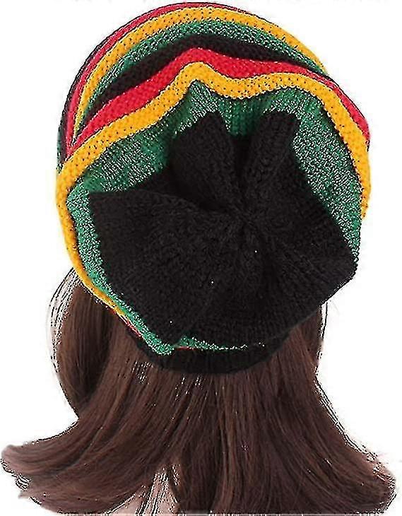 Dww-fash Bob Jamaican Reggae Cap -ur Striped Rasta Hat Slouchy Baggie ...