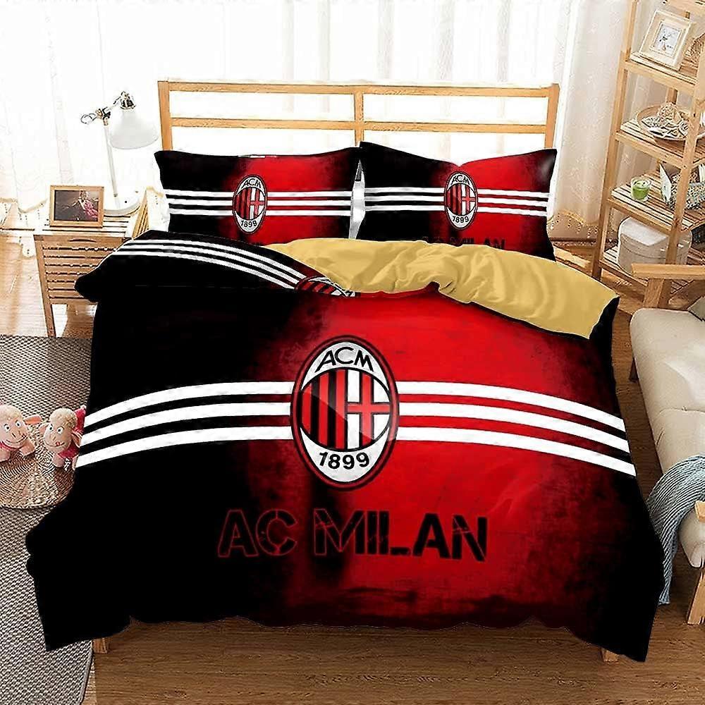 Duvet Cover Set Single Size for Kids Boys Girls Bedroom Bedding Set Football Club AC Milan Duvet ...