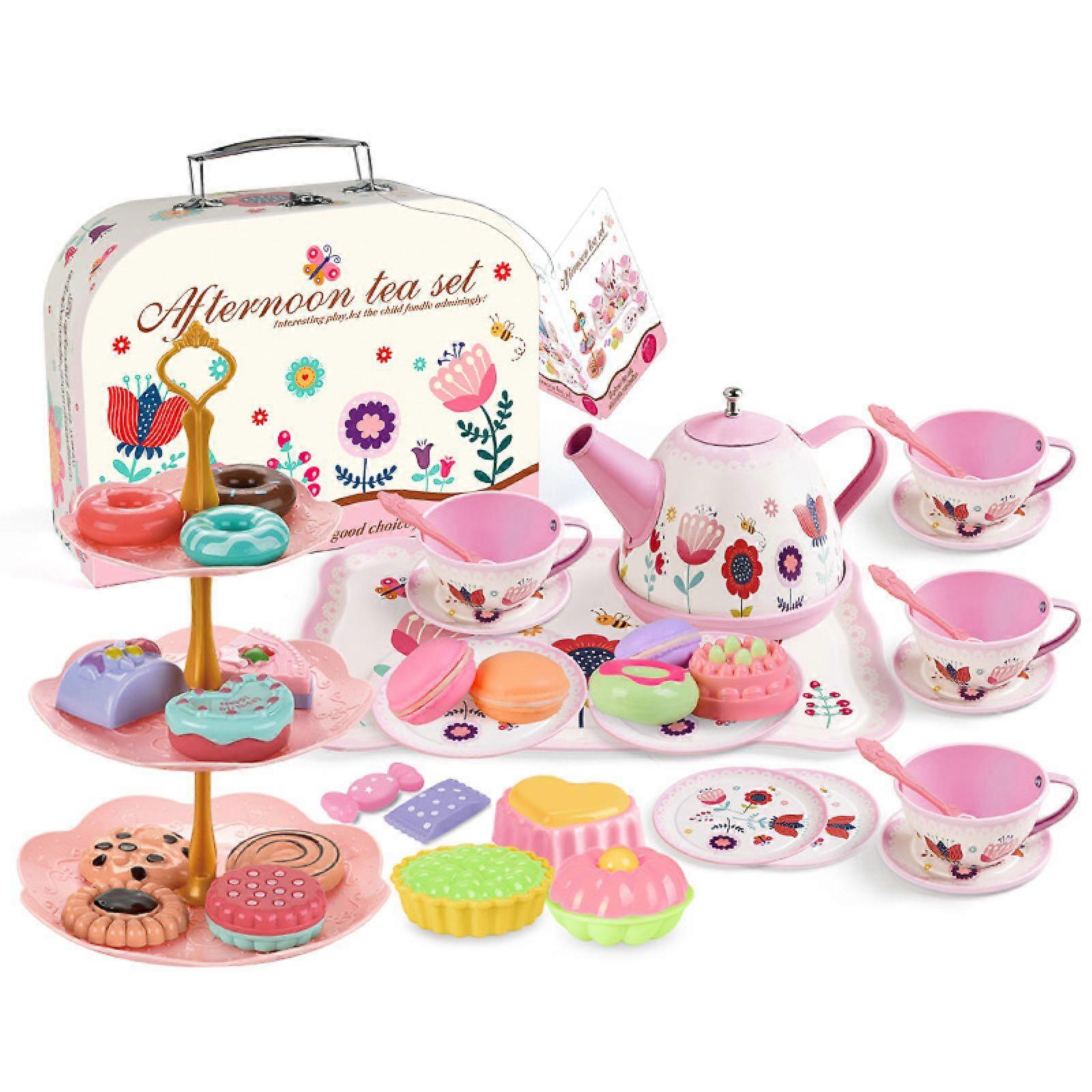 Little girls tea party set, princess afternoon tea toys including tea ...