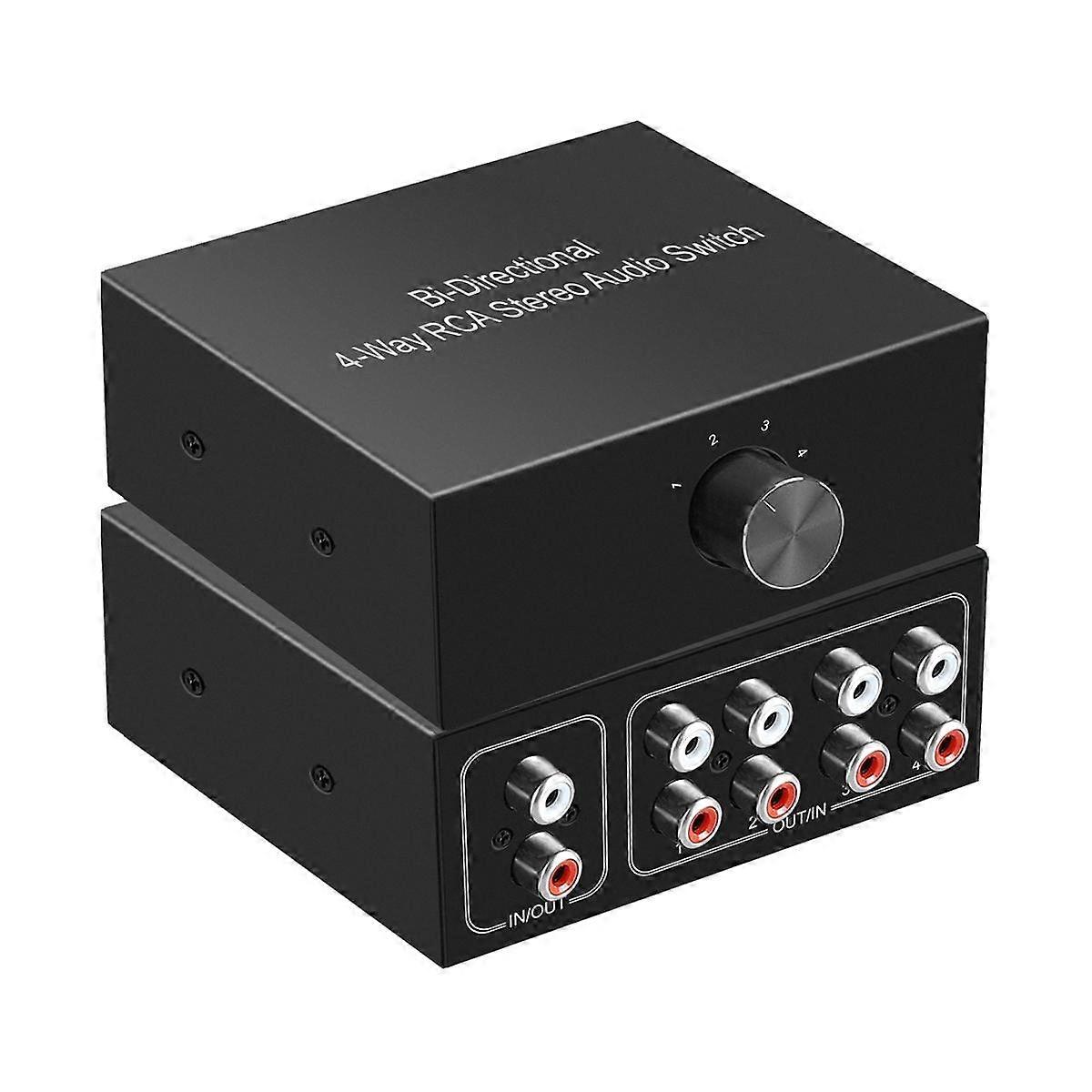 4 Ports Bi-Directional Audio Switcher Box Audio Rotary Switch Plug Play ...