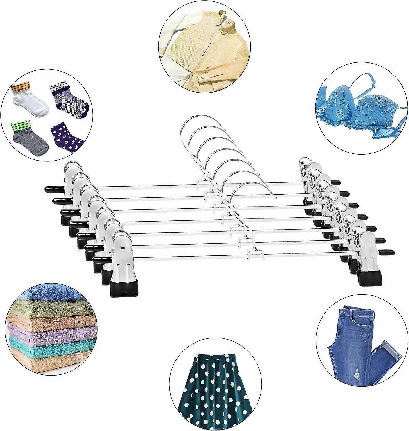 Trouser Hangers, Clip Hanger, Metal Trouser Hangers, Solid Chrome Skirt Hangers with Non-Slip ...