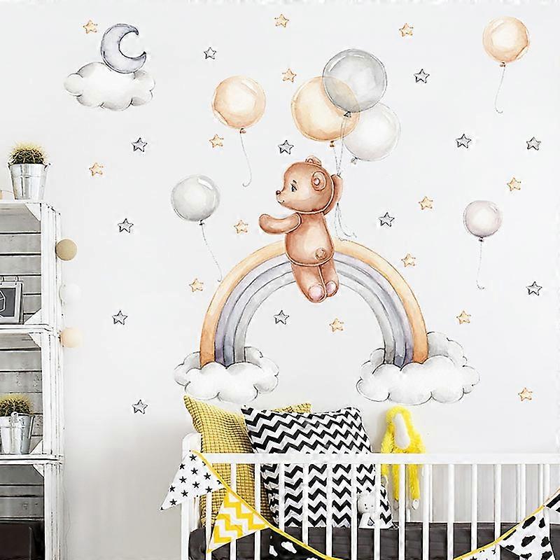 Bear Pattern Wall Stickers Tear-resistant PVC Children Room Wall Decal ...