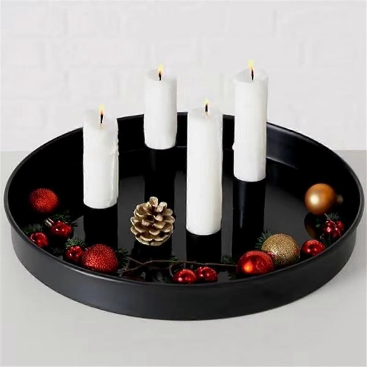 Round Tray with 4 Magnetic Candle Stand Movable Candle Holder ...