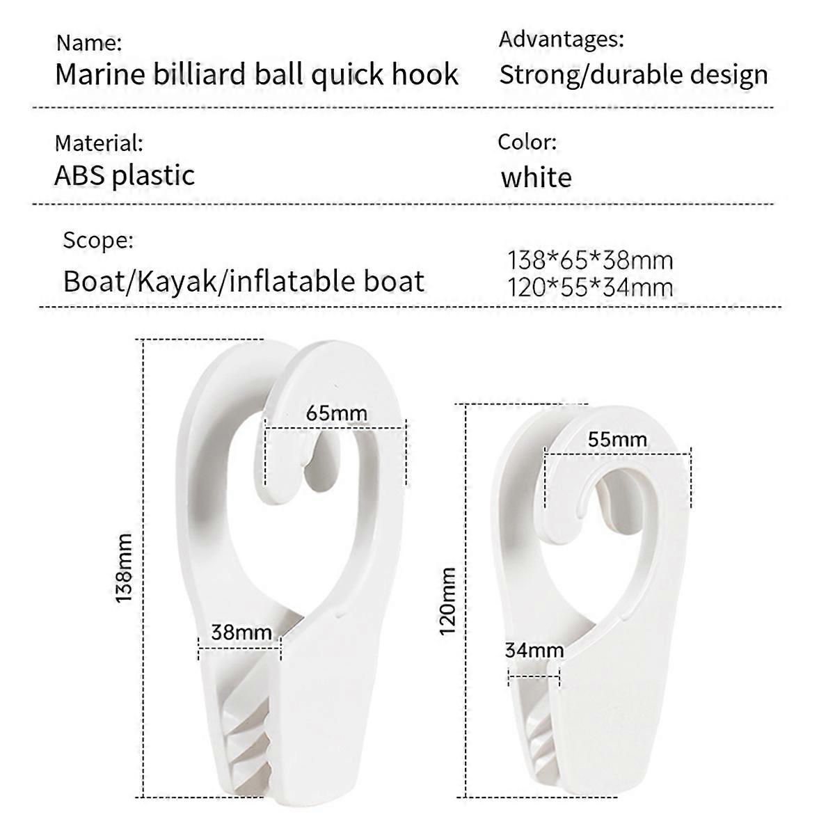 Rail Mount Boat Fender Hanger Hook Quick Release Clip 32mm white ...