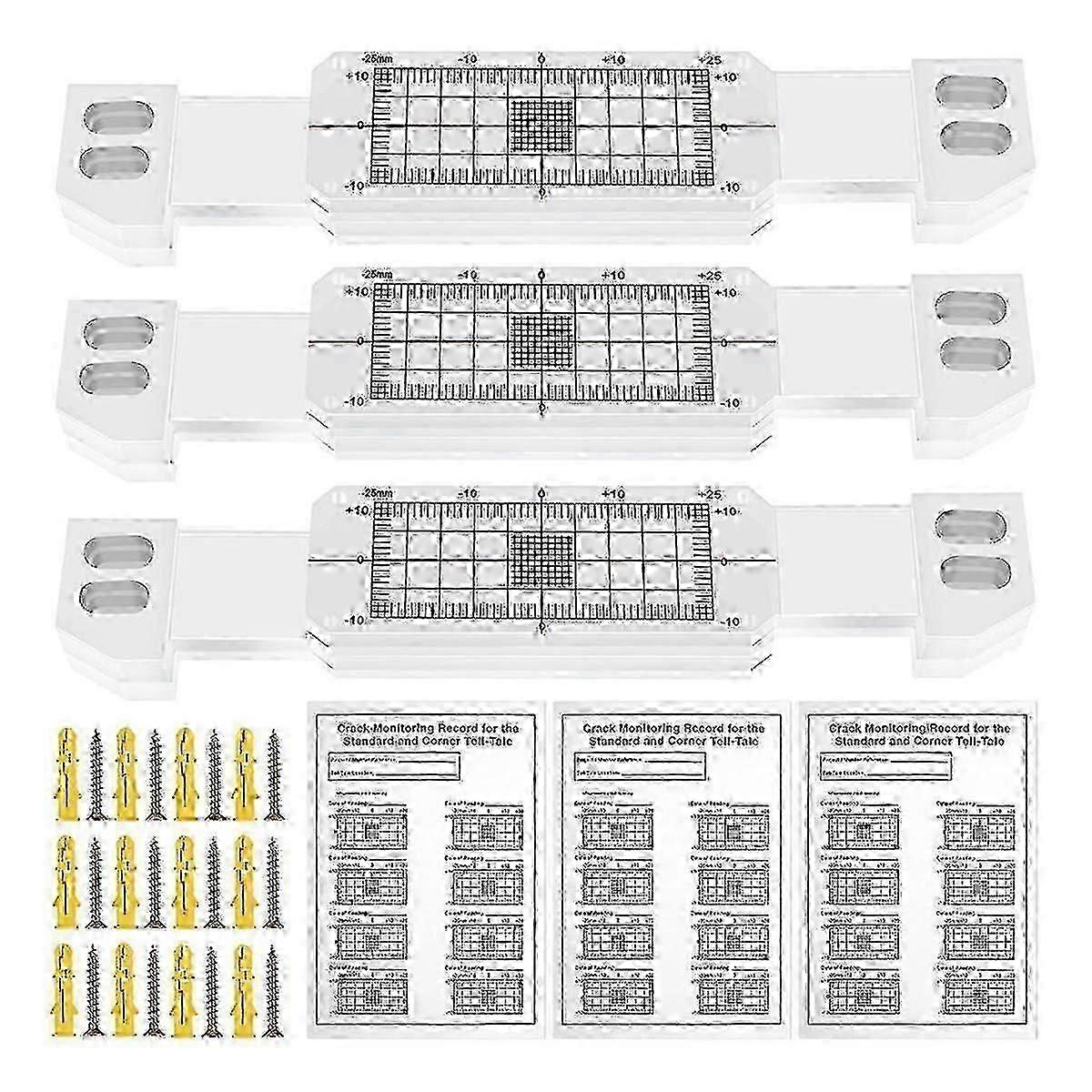 2025 Latest Model 3 Pcs Crack Monitoring Record, Acrylic Corner Tell ...