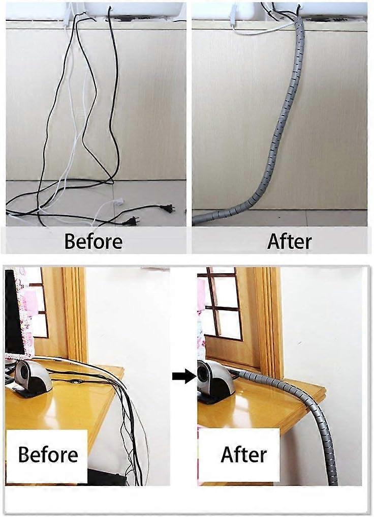 Cable Management Sleeve 10mm Flexible Spiral Cable Organizer Grey 5m ...