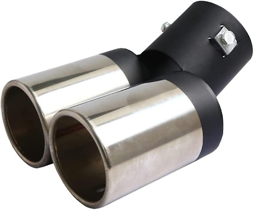 Universal Car Stainless Steel Dual Exhaust Pipe Tail Muffler Car Round ...