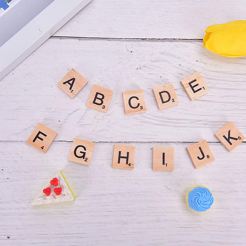 100pcs Wooden Alphabet Scrabble Tiles Black Letters & Numbers Digital ...