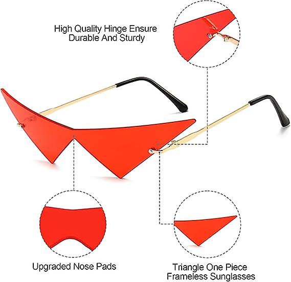 4 Pairs Triangle Sunglasses Frameless Space Eye Sunglasses Rimless ...
