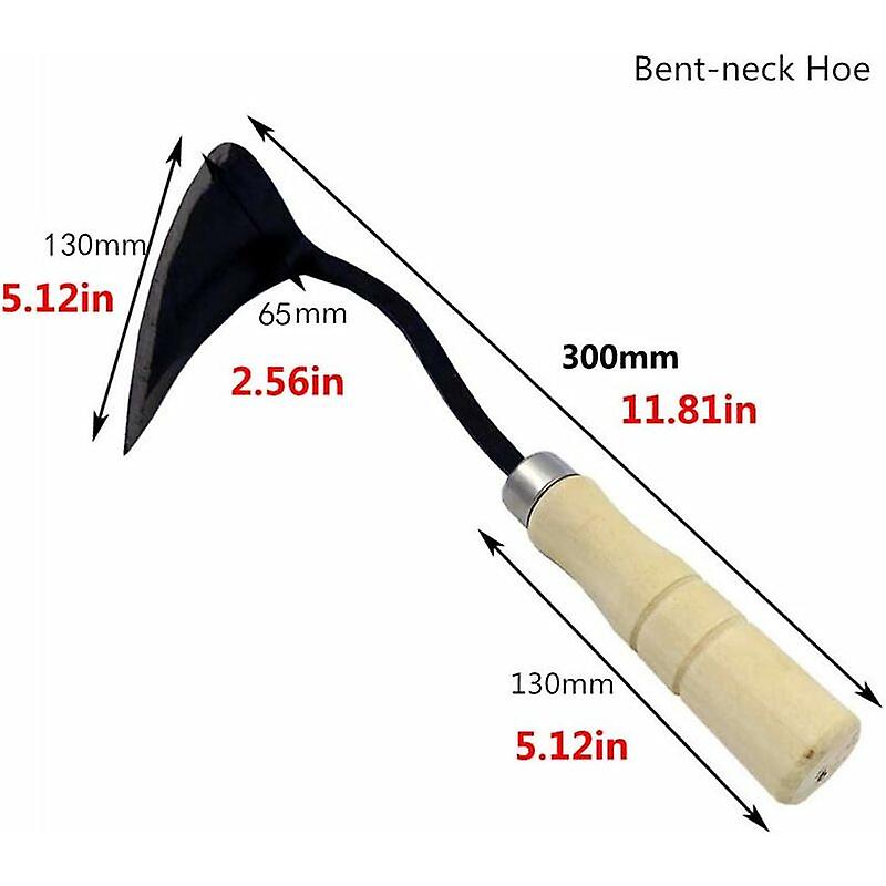 Hand Plow Hoe Garden Tool, Heavy Duty Steel with Real Wood Handle for ...