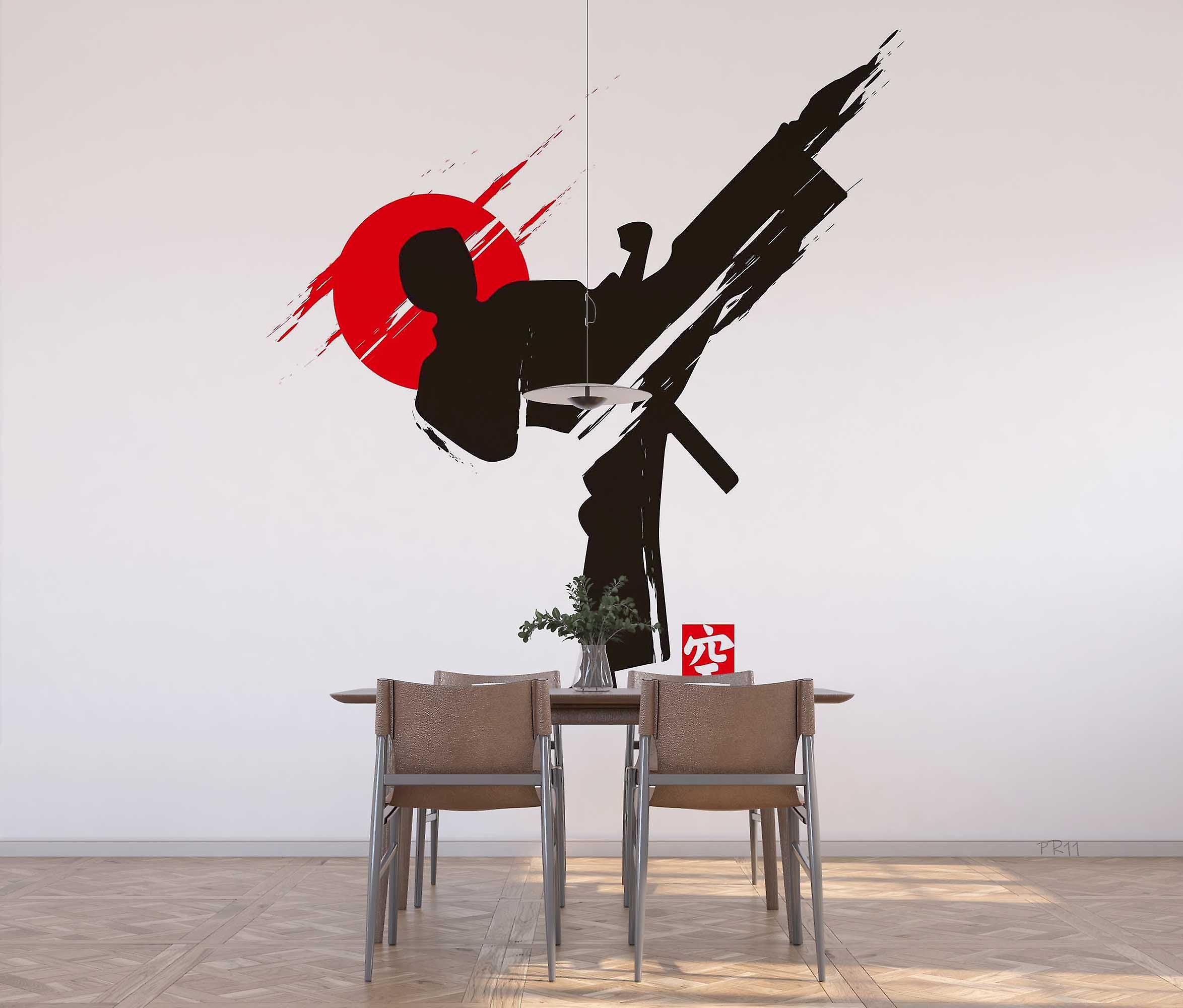 3D martial arts karate silhouette character illustration wall mural ...