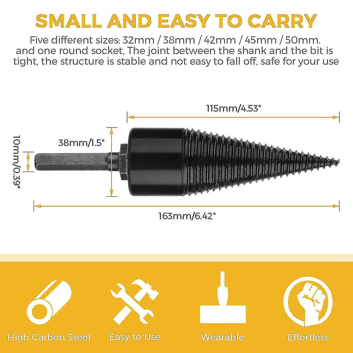 Industrial Firewood Bit Cone Hex Shank Log Splitter Screw Splitting ...