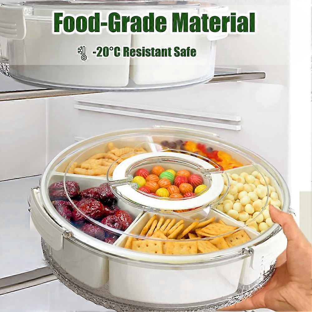 Six-Grid Rotating Snack Box Container with Handle Kitchen Sealed Spice ...