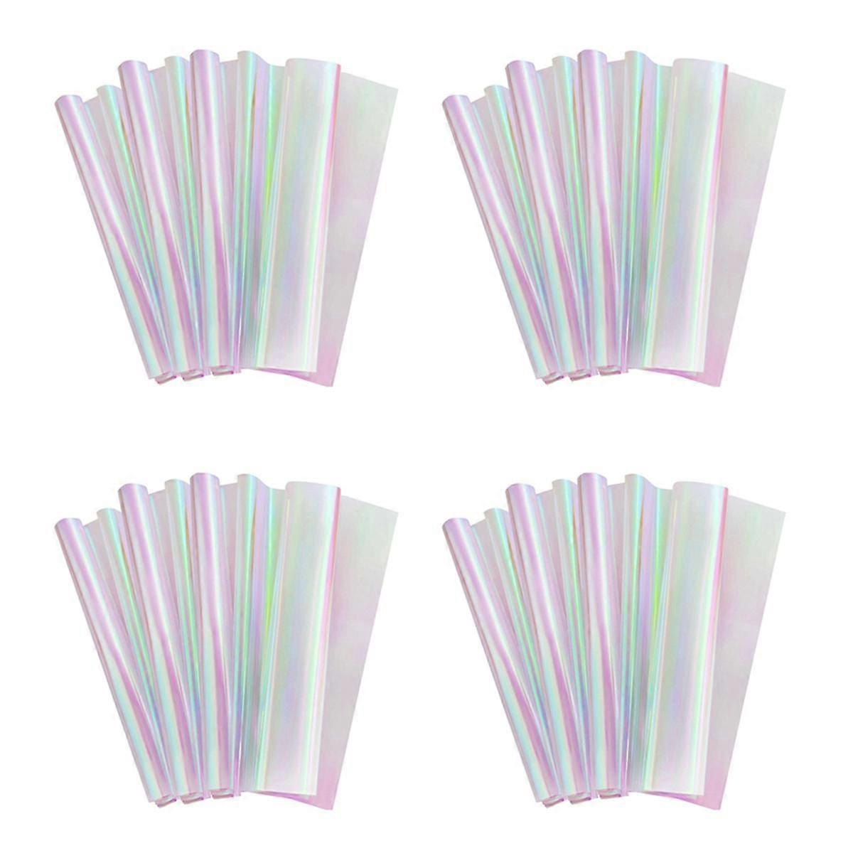 80 Pieces 59 cm x 57 cm Cellophane Wrap Paper Film Gift Wrap Rainbow ...