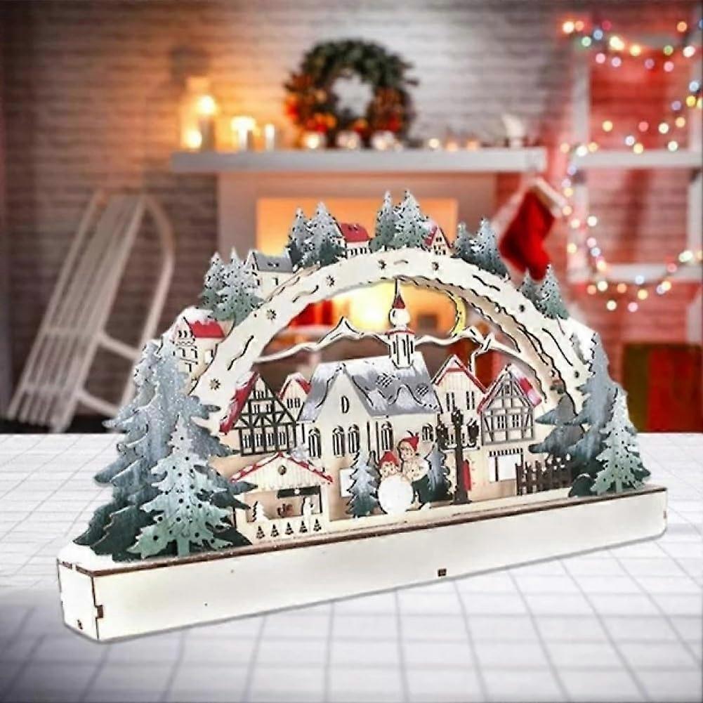 Christmas Lighting Wooden Festive Scenes LED Wooden Christmas Village ...