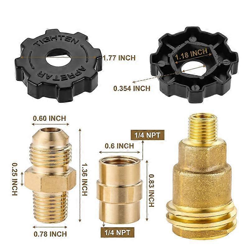 3 Pack QCC1 Nut Propane Tank Cylinder Adapter, Brass 1/4 Inch NPT Male, 3/8 Inch Flare x 1/4 ...