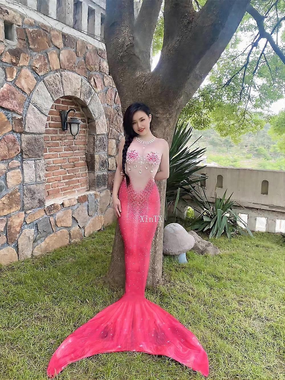 NEW Customized Big Mermaid Tail Bodysuit Swimming with Rhinestones ...