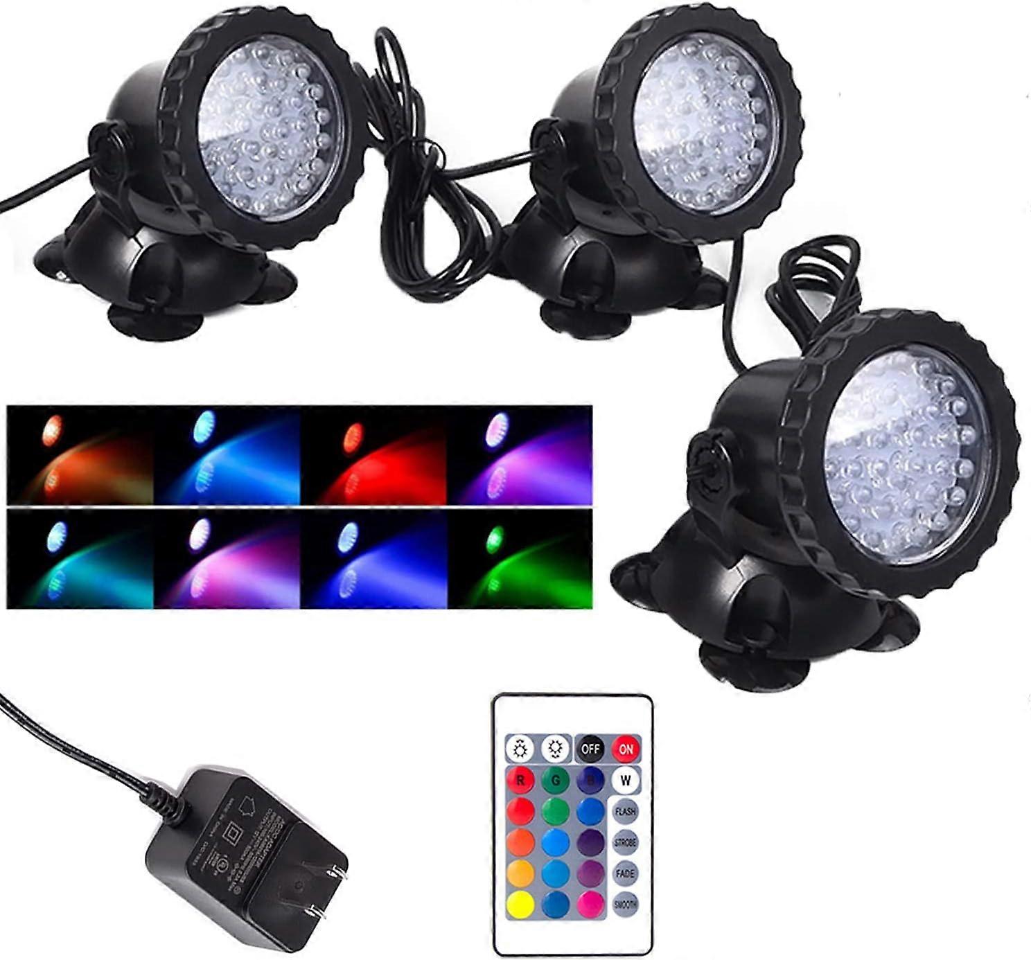 Color changing pond lamp, IP68 waterproof dimmable 36 LED pond lamp ...