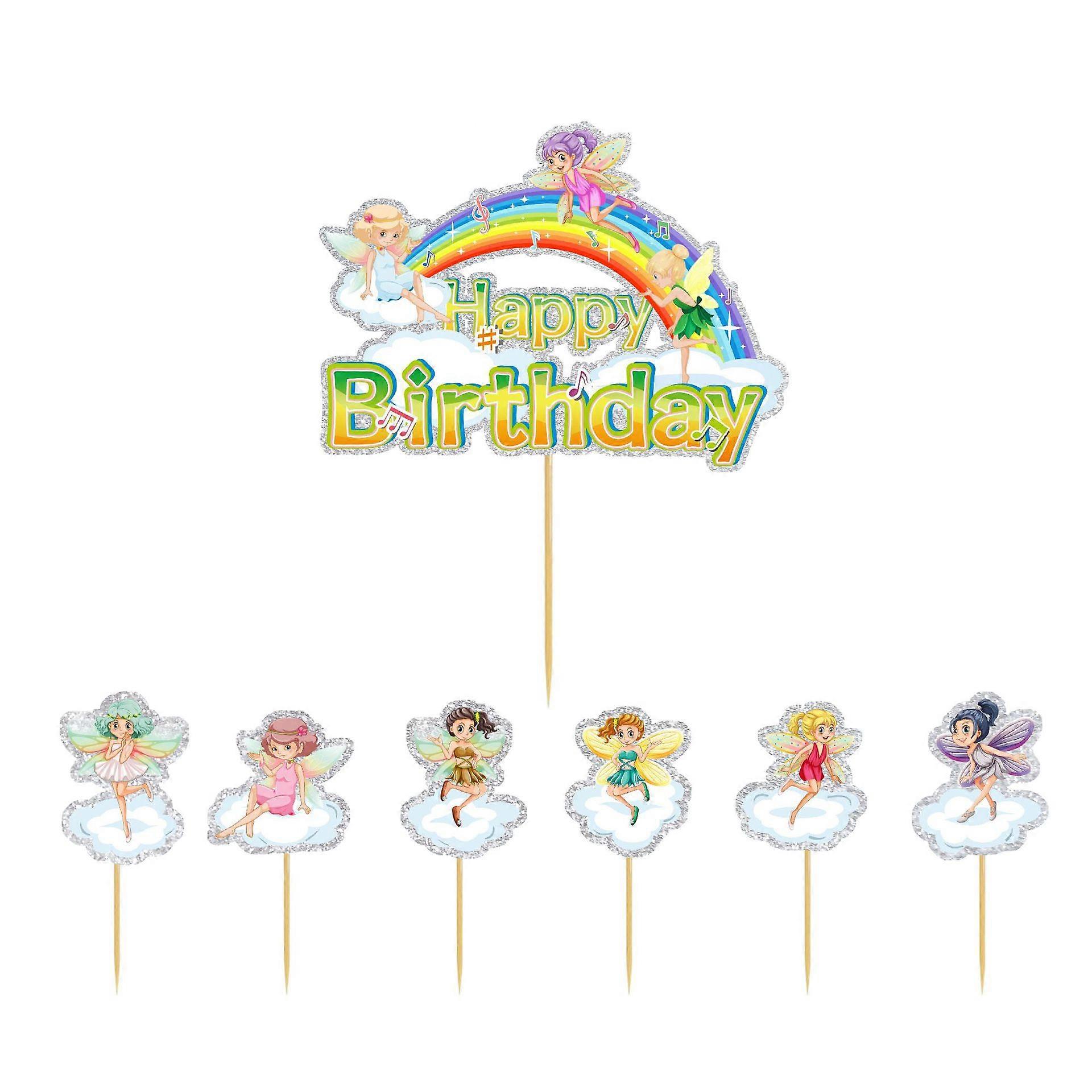 Tinkerbell Happy Birthday Cake Topper, Rainbow Happy Birthday Cake ...
