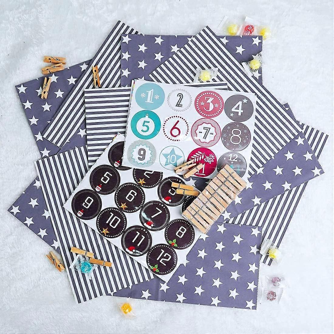 Advent Calendar for Filling, Grey, 25 Advent Calendar Paper Bags with ...