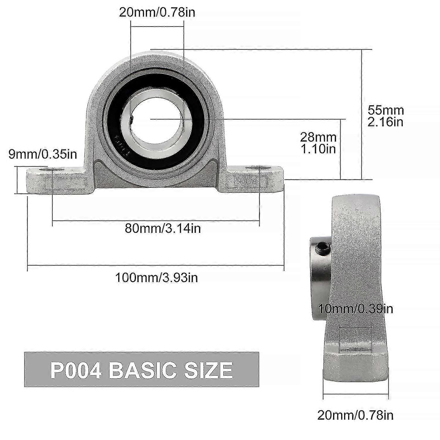 4 Pcs Bearing Housing Flange Bearing 20mm Kp004 Ball Bearing Block ...
