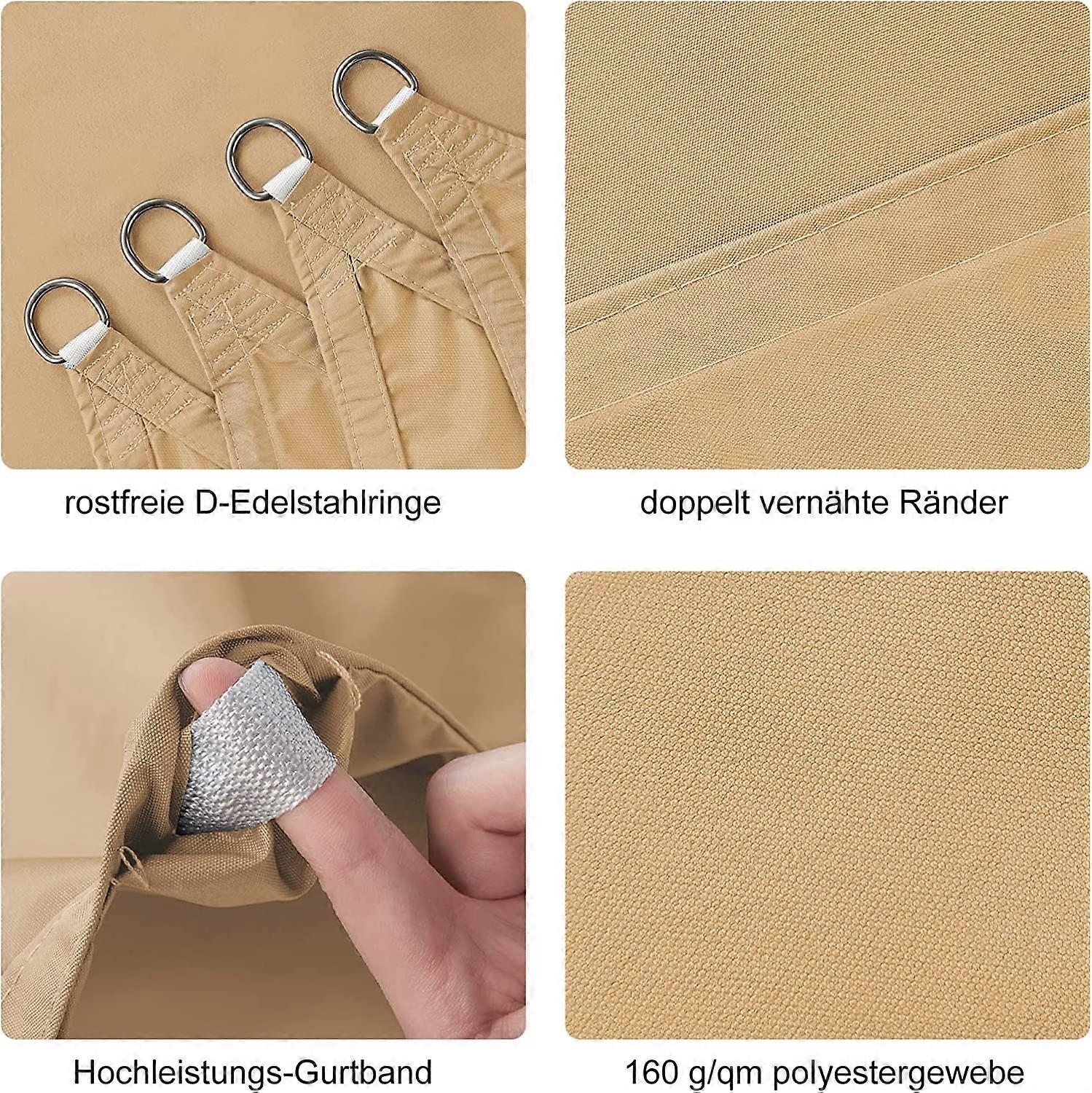 Vandtæt solsejl 2x2x2, Trekant havesejl 2m, 98% UV-blok 420D PES ...