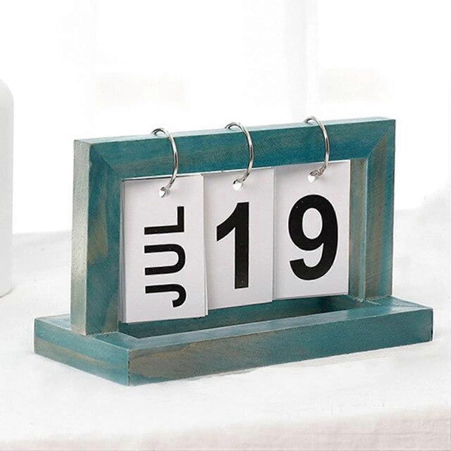 Perpetual Calendar Wooden Flip Calendar Wooden Retro Table Calendar ...