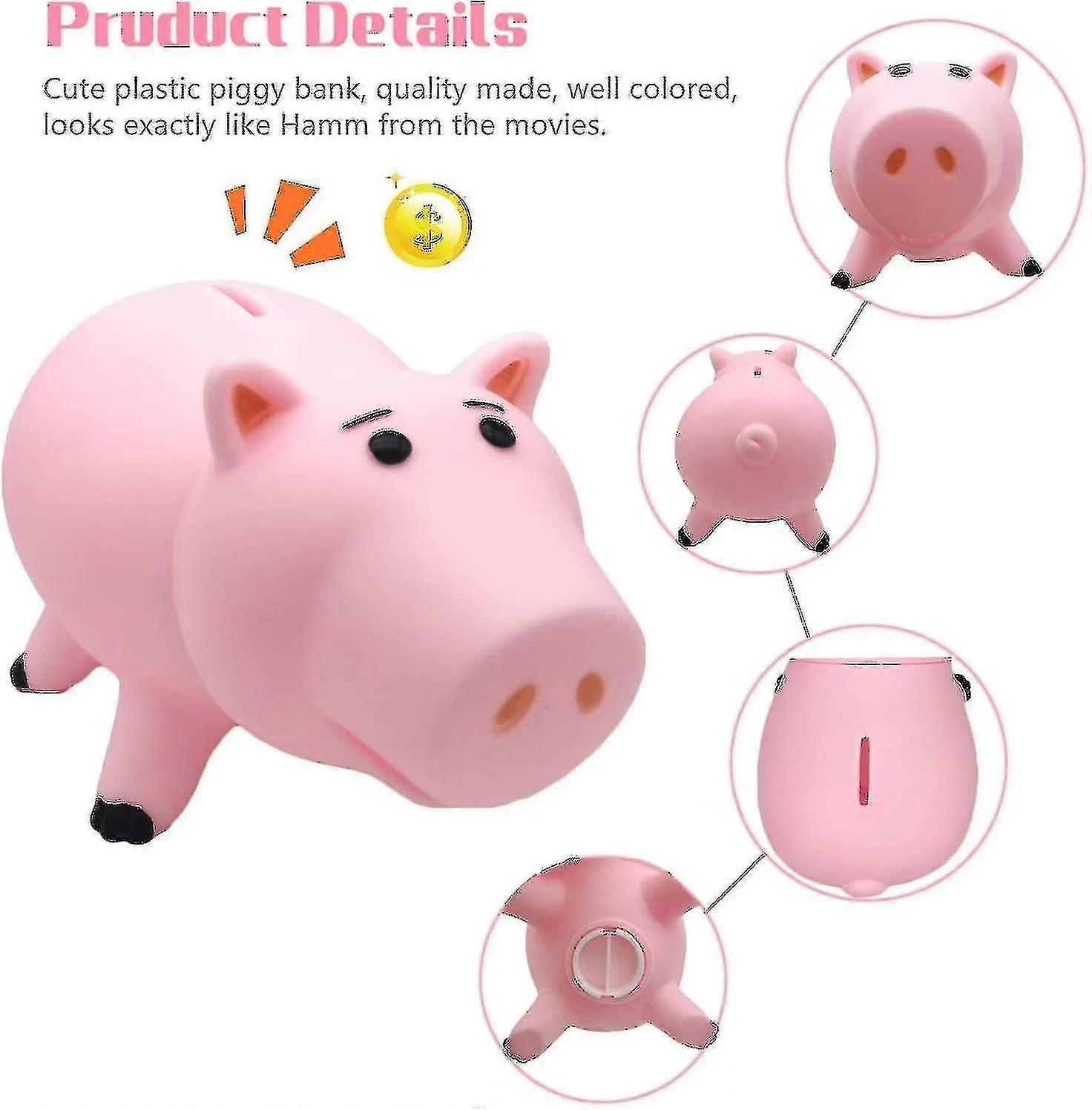 Hamm Piggy Bank Cute Pink Pig Money Box Plastic Saving Coin Box With ...