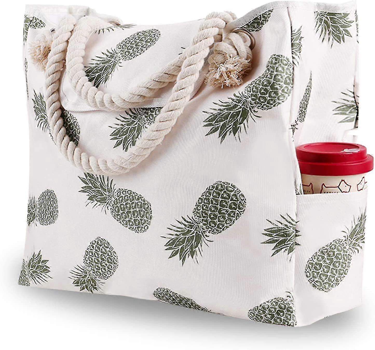 Oversized Waterproof Canvas Beach Bag With 4 Inner Pockets For Travel ...