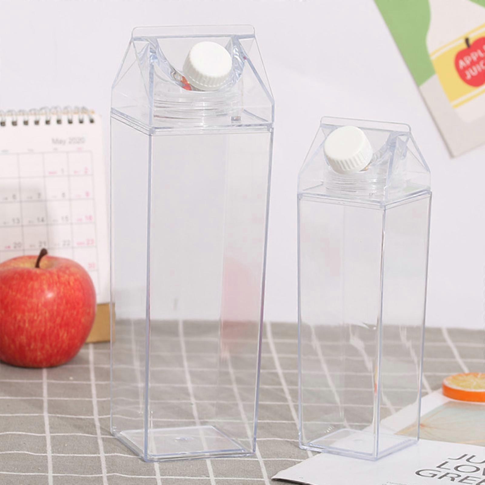 Milk Carton Water Bottle Clear Square Milk Bottles Plastic Leak Proof ...