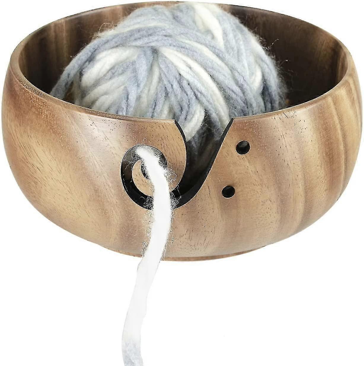 Yarn Bowl - Wooden Yarn Bowls For Crocheting With Holes, Preventing ...