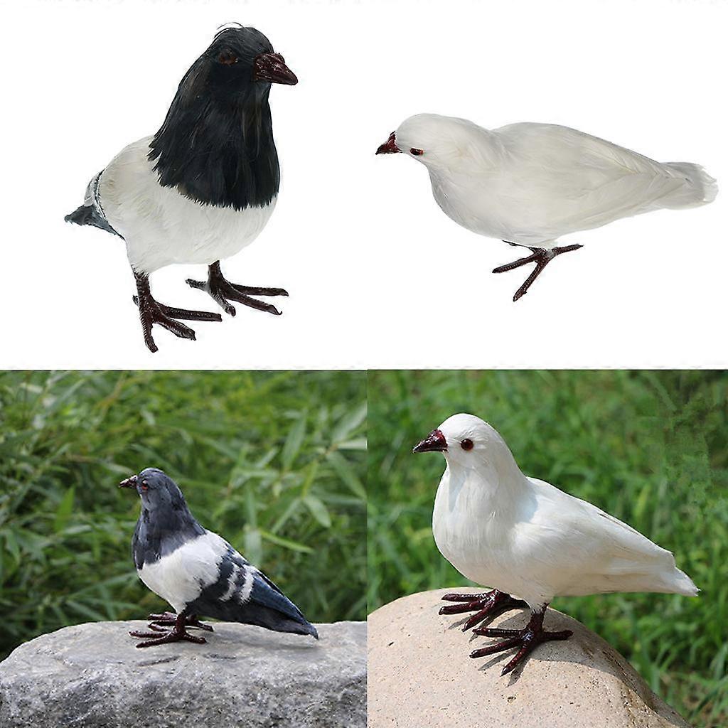 2X Fake Artificial Pigeon Feathered Bird Budgie Garden Home Decoration ...