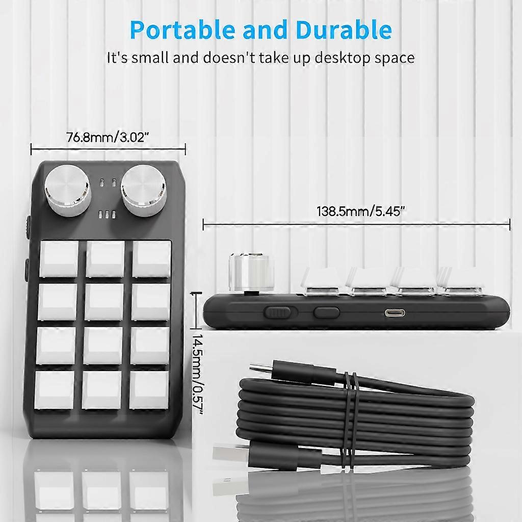 Ergonomic One-Handed Mechanical Keyboard with 12 Macro Keys and RGB ...