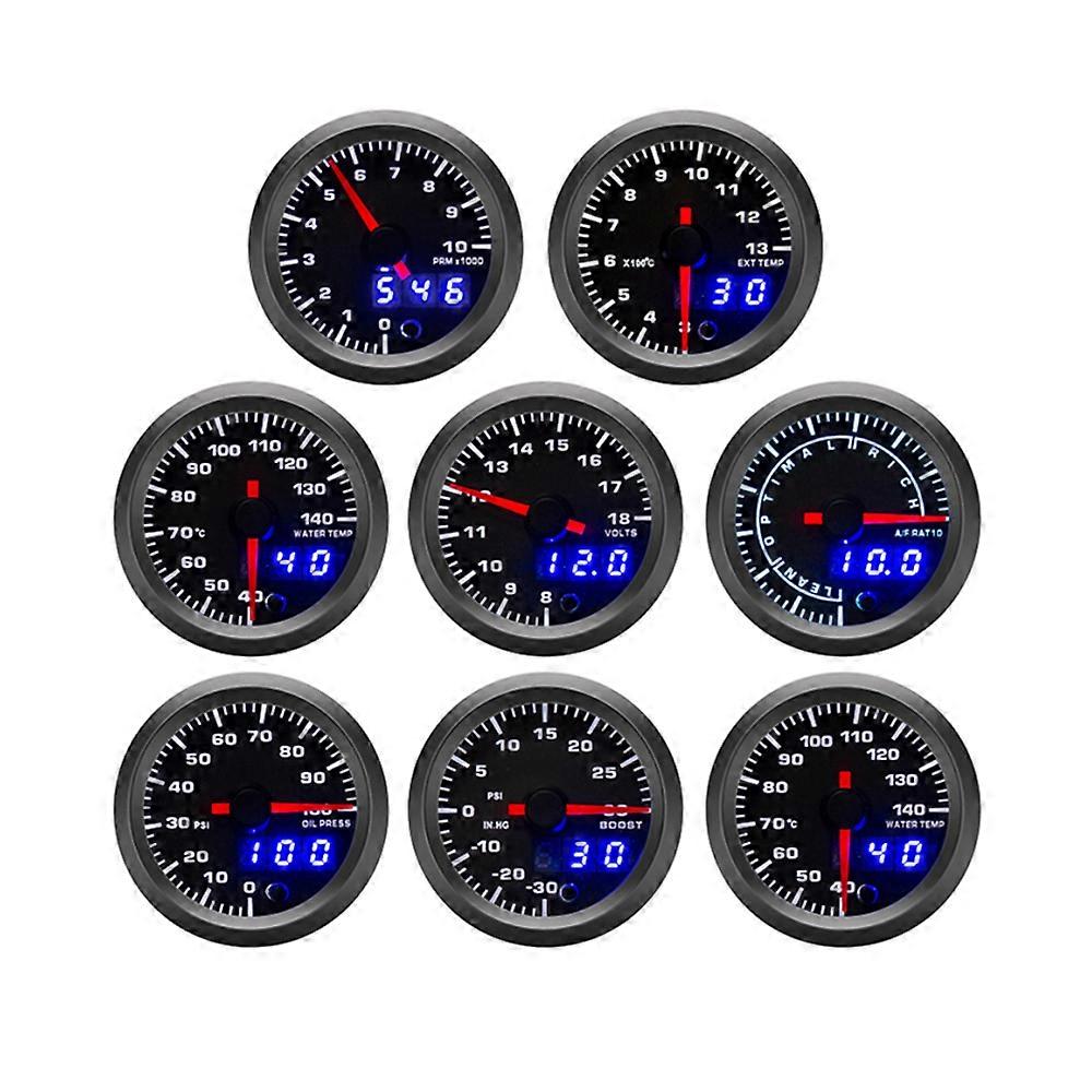 52mm Tachometer PRM Boost Gauge Water Temp Oil Temp Oil Press Voltmeter ...