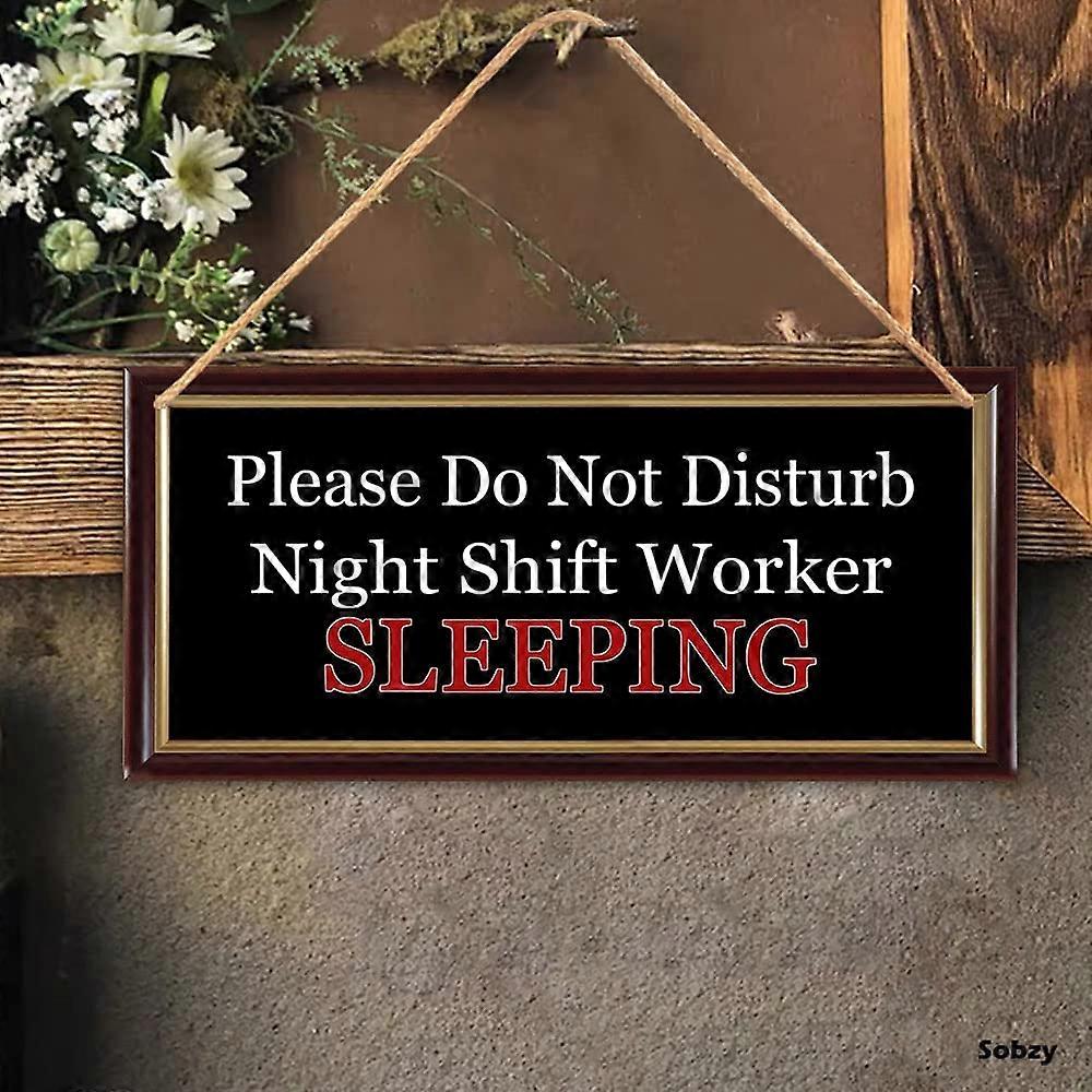 Night Shift Worker Sleeping Sign - Do Not Disturb Hanging Plaque Door ...