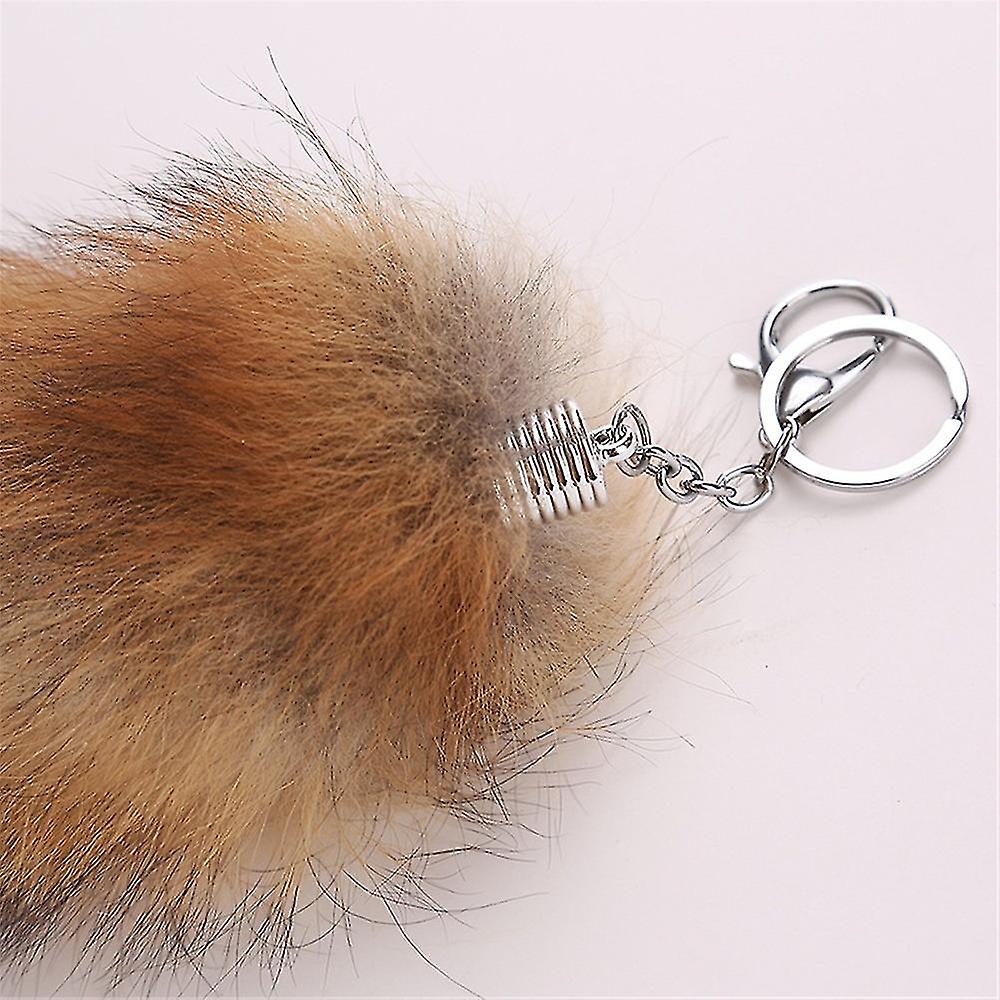 Women Key Ring Holder Cute Fox Tail Keychain Pendant Key Chains Pompoms ...