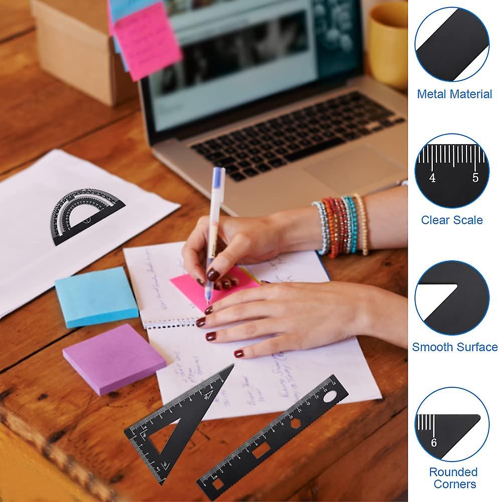 Geometry Set Aluminum Alloy Ruler Set Geometry Compass Set Math Ruler ...