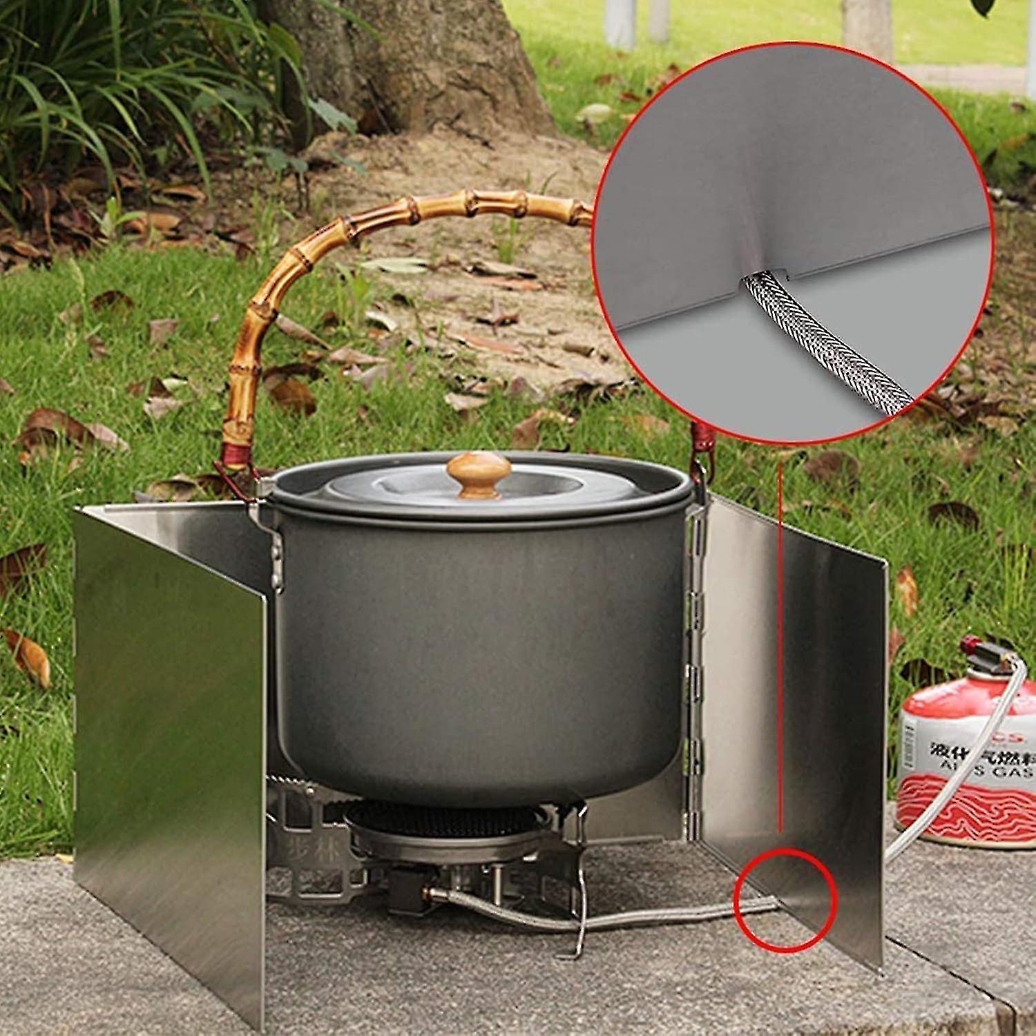 Camping Stove Windshield Foldable 3 Plates Outdoor Cooker Wind Screen ...