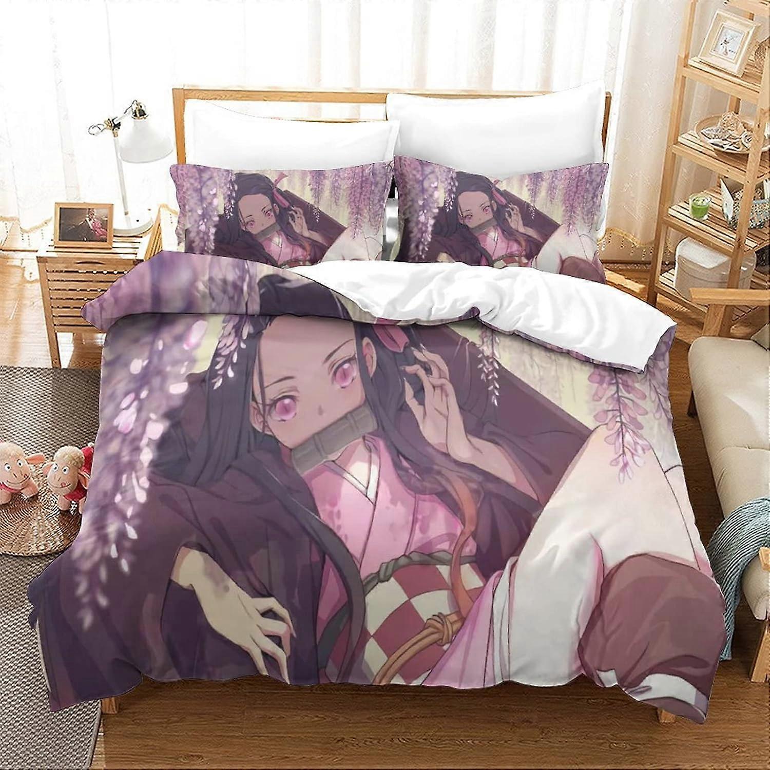 Demon Slayer Nezuko D Print Duvet Cover Rengoku Quilt Cover Microfiber ...