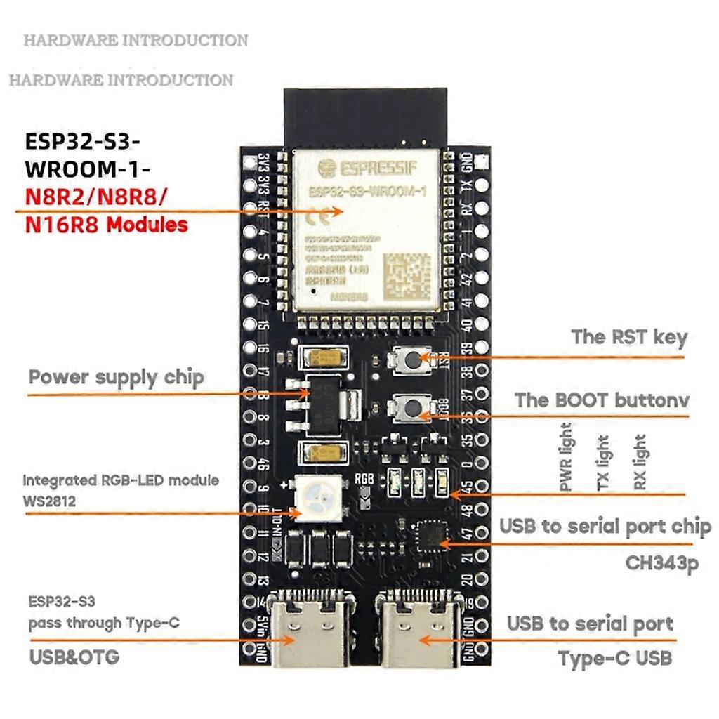ESP32S3-DevKitC-1-N16R8 ESP32S3 Development Board ESP32S3-WROOM-1 ...