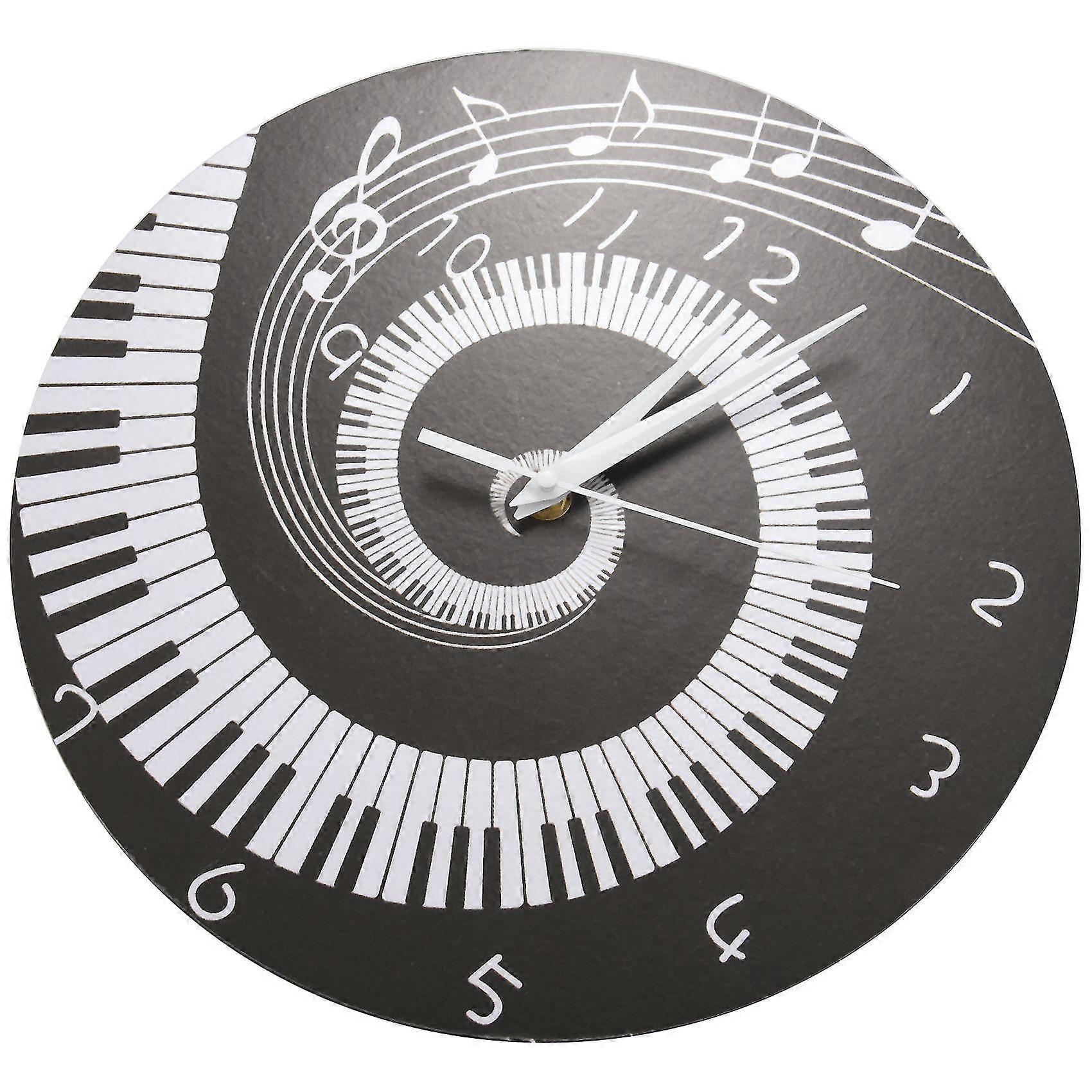 Elegant Piano Key Clock Music Notes Wave Round Modern Wall Clock ...